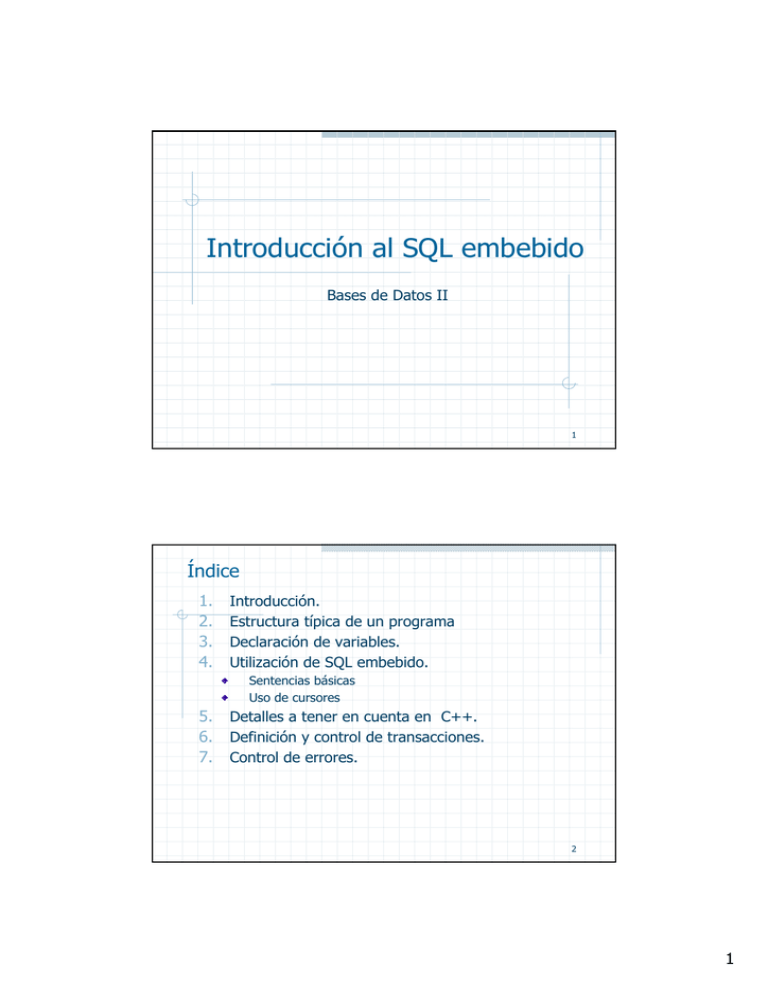 Introducción al SQL embebido
