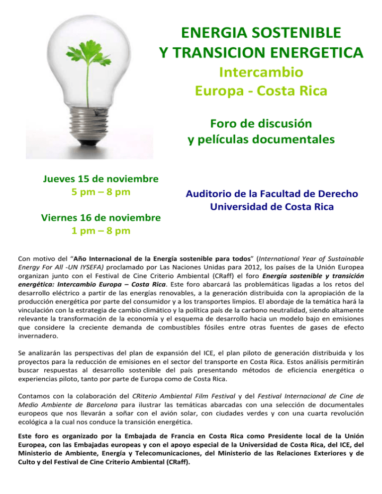 BROCHURE Foro Energia sostenible y transicion energetica