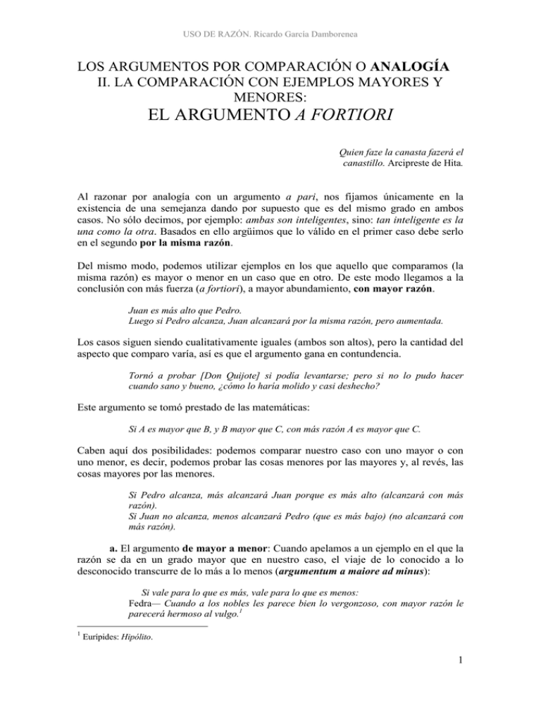EL ARGUMENTO A FORTIORI