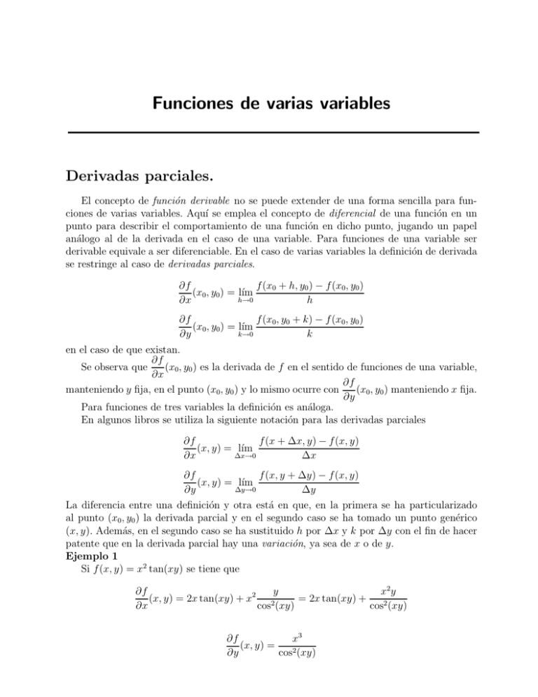 Tema 3. Funciones de varias variables