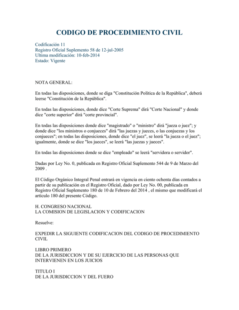 codigo de procedimiento civil