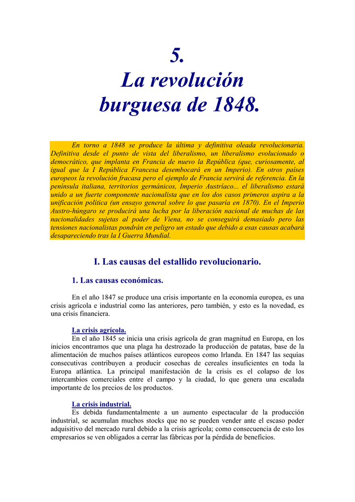 5. La revolución burguesa de 1848.