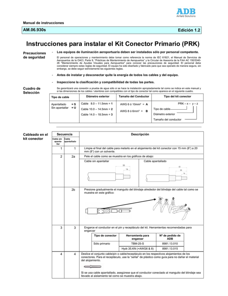 Instrucciones para instalar el Kit Conector Primario (PRK)
