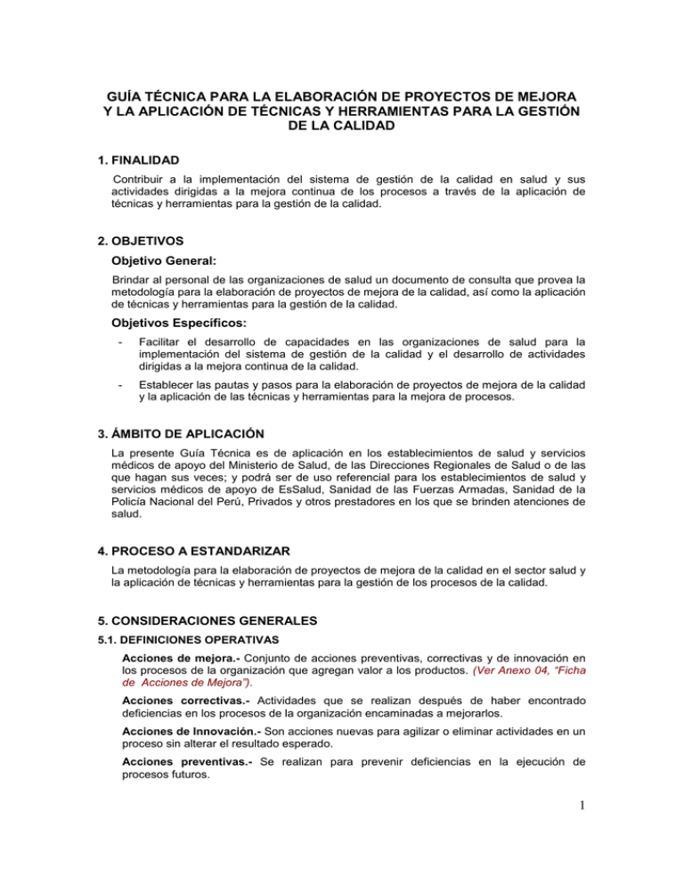 guía técnica para la elaboración de proyectos de mejora