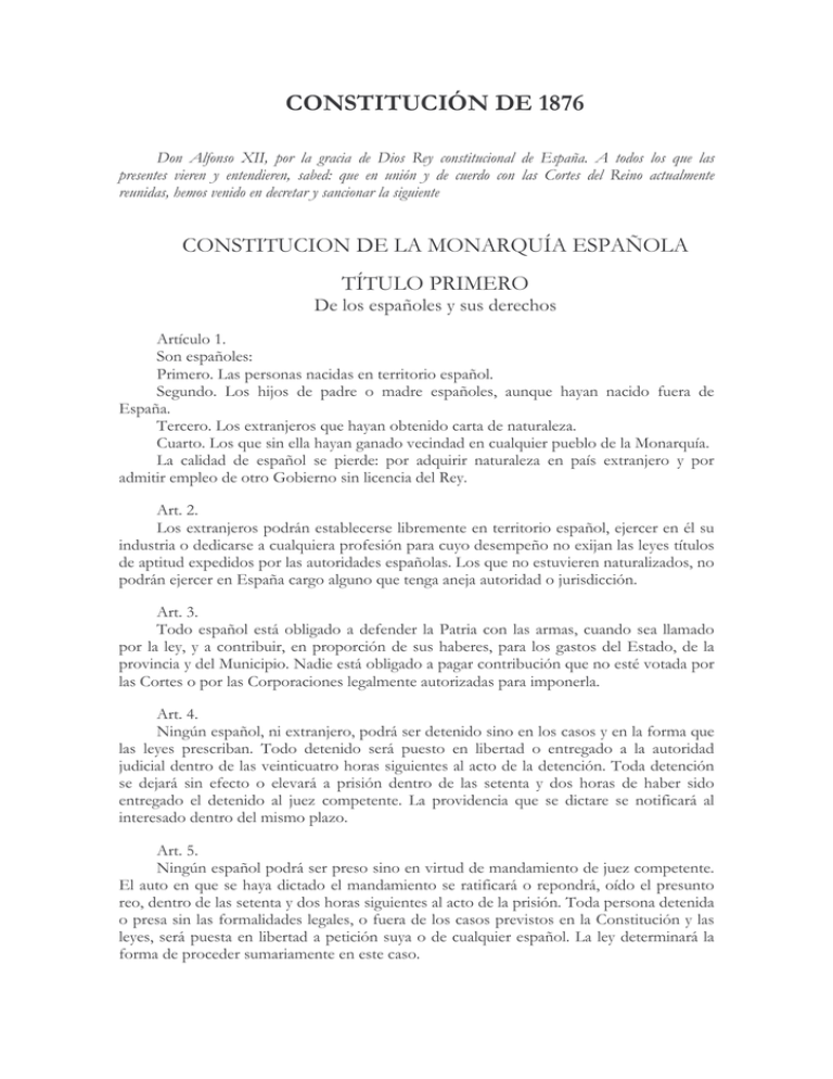 Constitución Española de 1876