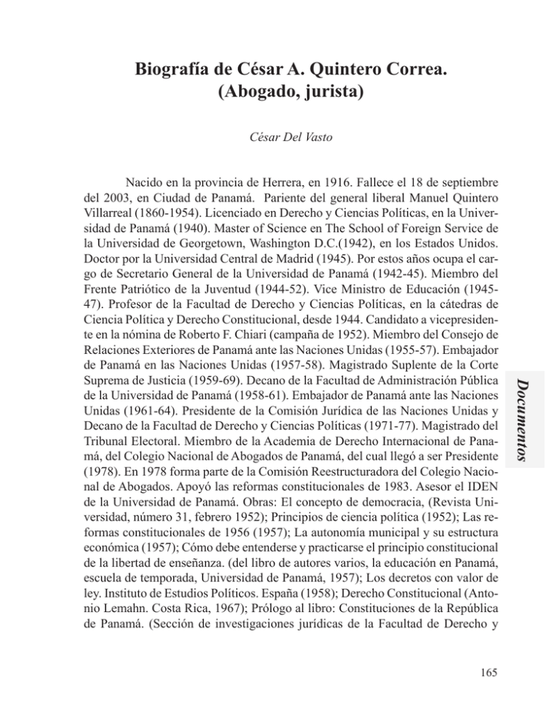 Biografía de César A. Quintero Correa