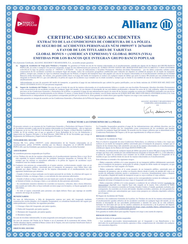 Seguro de accidente Global Bonus