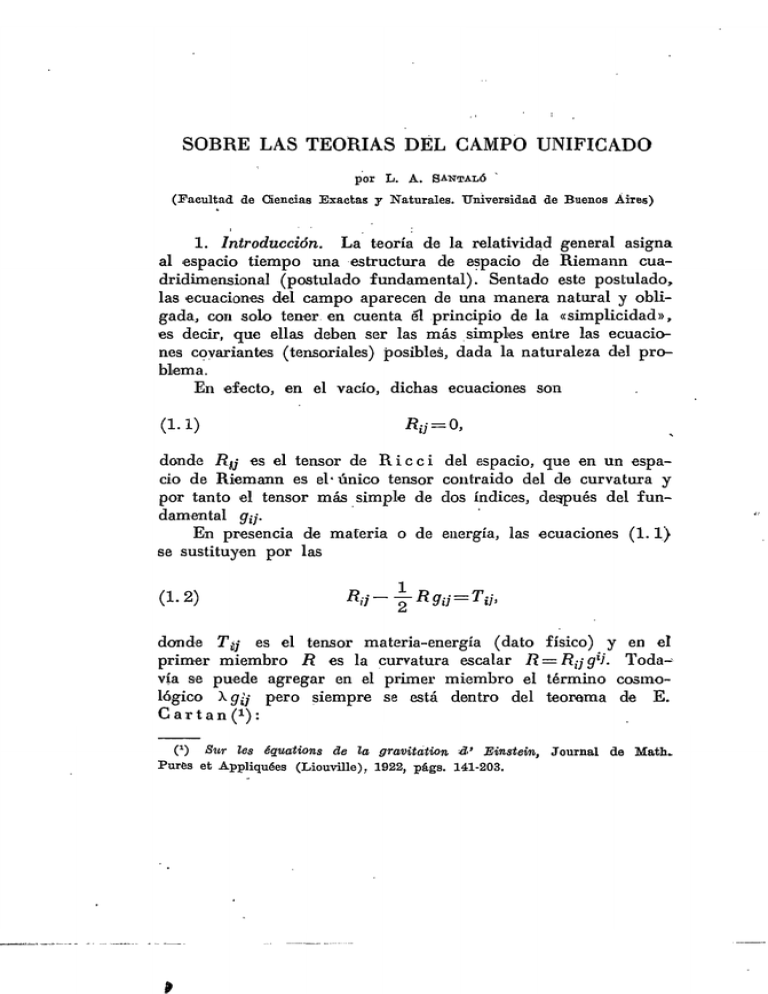SOBRE LAS TEORIAS DEL CAMPO UNIFICADO