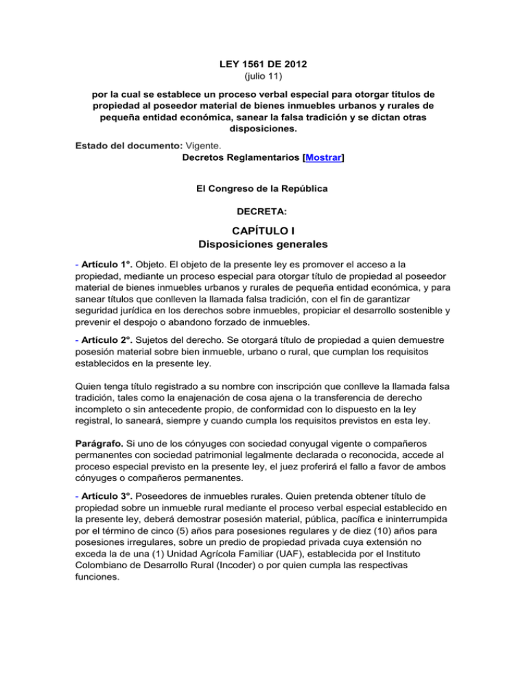 CAPÍTULO I Disposiciones generales