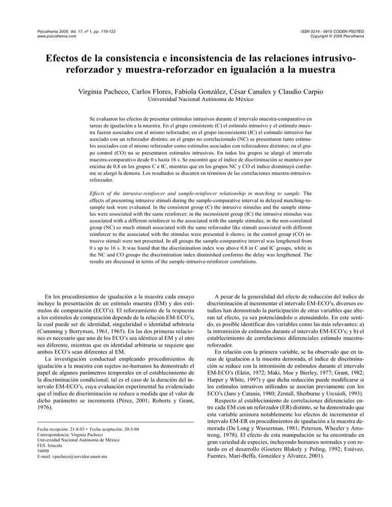 Efectos de la consistencia e inconsistencia de las relaciones