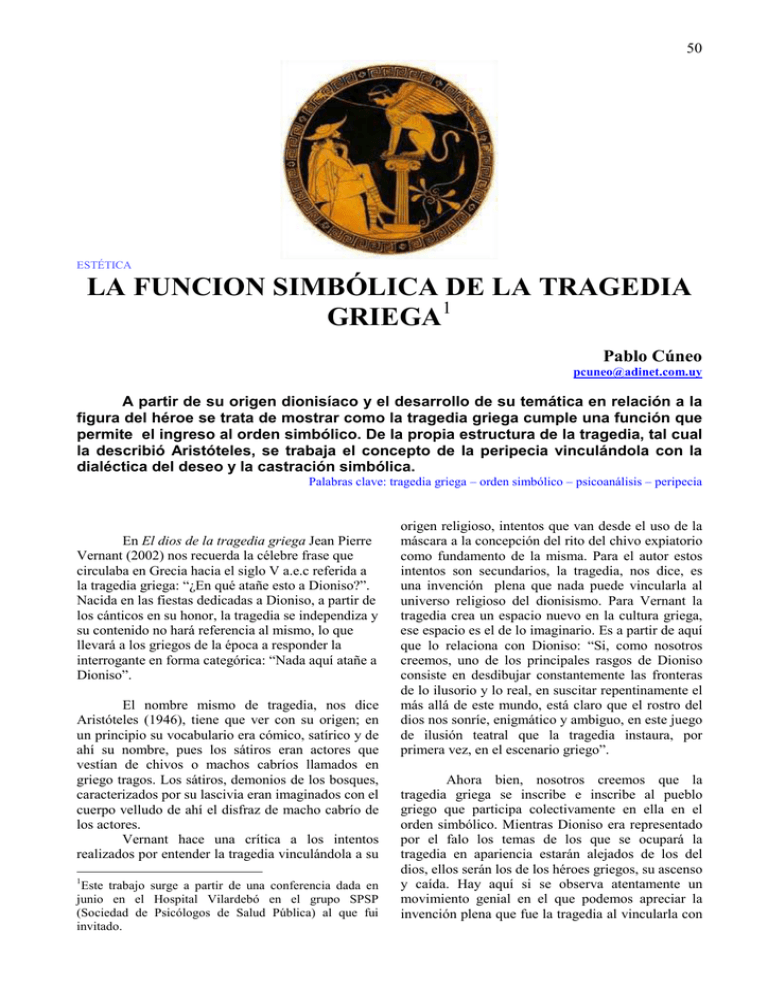 LA FUNCION SIMBÓLICA DE LA TRAGEDIA GRIEGA