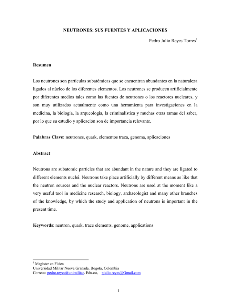 neutrones: sus fuentes y aplicaciones