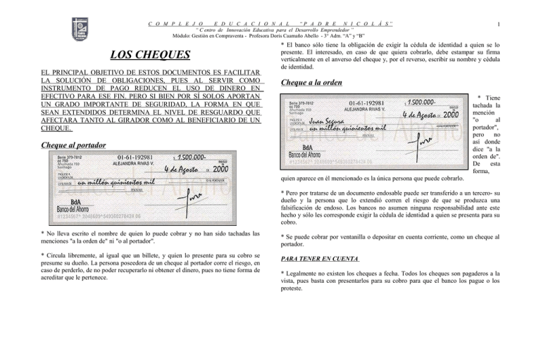 Guía los Cheques