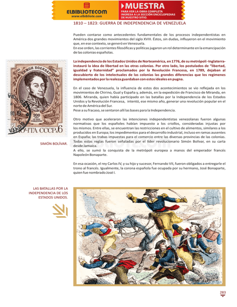 1810 – 1823: guerra de independencia de venezuela