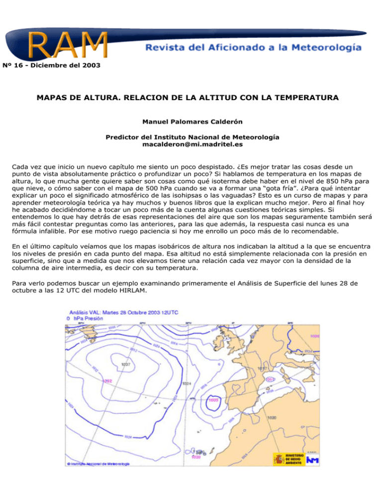 mapas de altura. relacion de la altitud con la temperatura