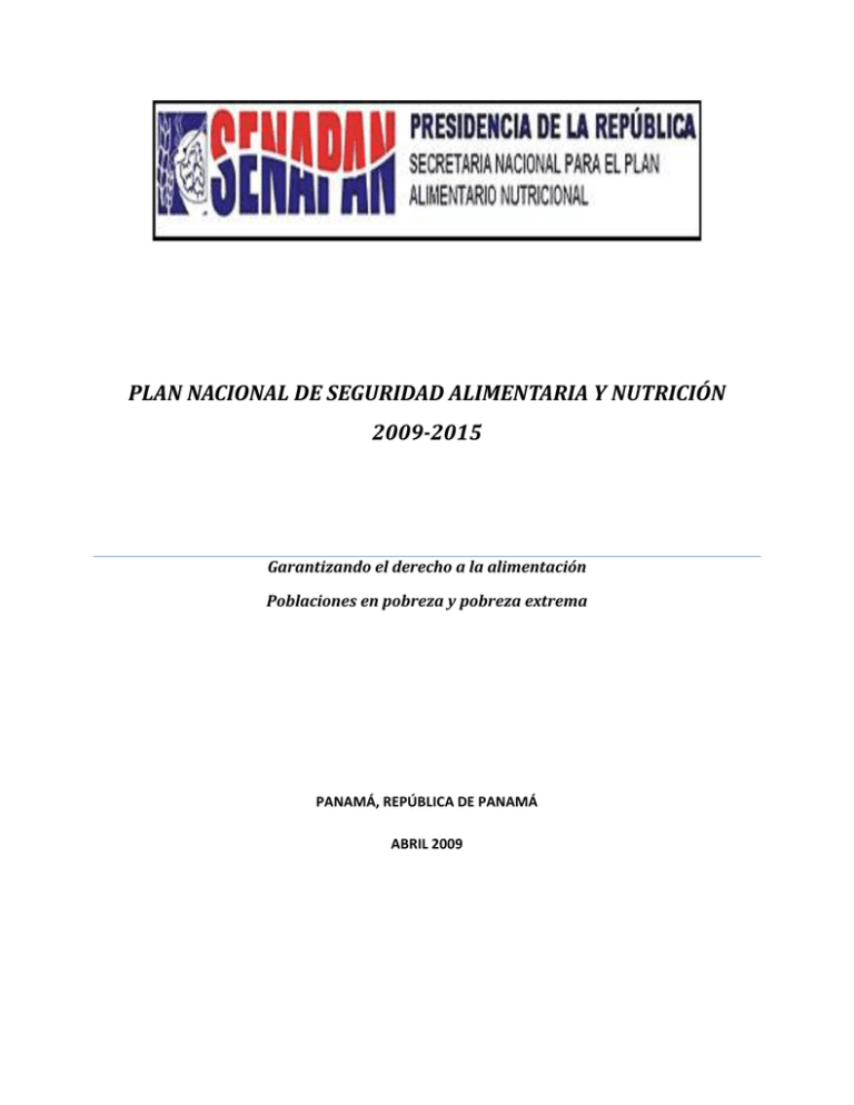 plan nacional de seguridad alimentaria y nutrición 2009-2015
