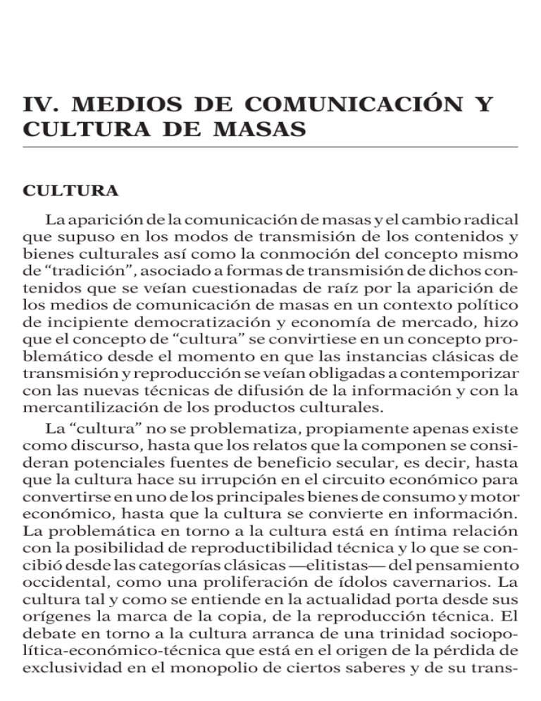 iv. medios de comunicación y cultura de masas