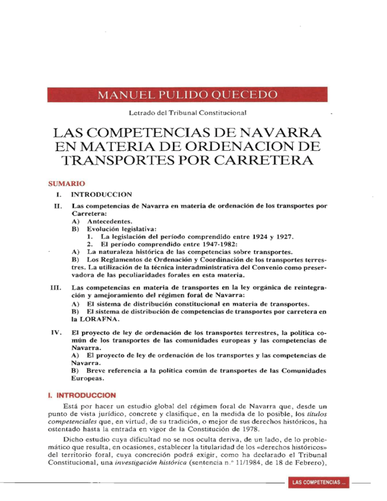 Las competencias de Navarra en materia de ordenación de