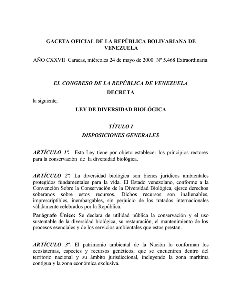 ley de diversidad biologica