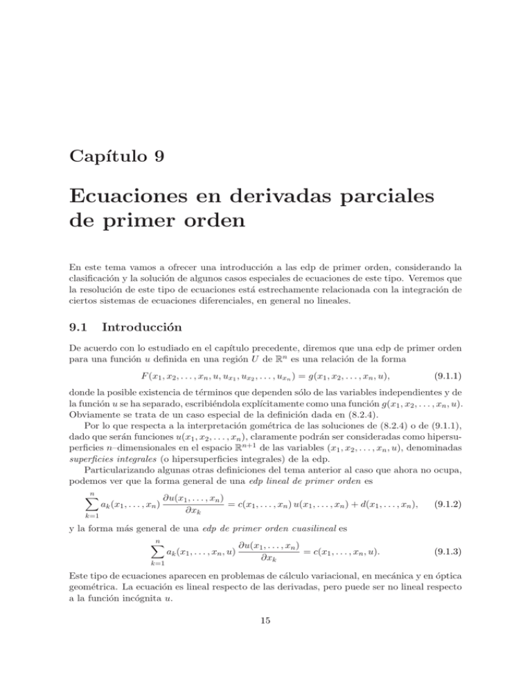 Ecuaciones en derivadas parciales de primer orden