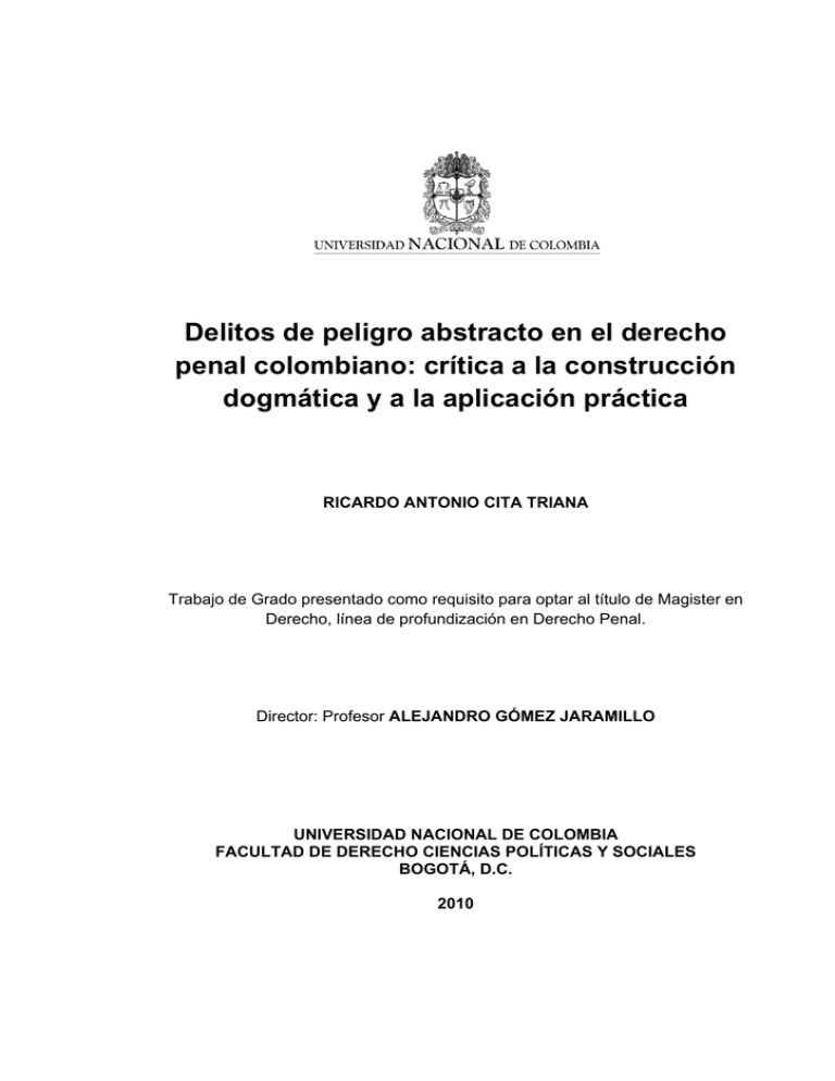 Delitos de peligro abstracto en el derecho penal