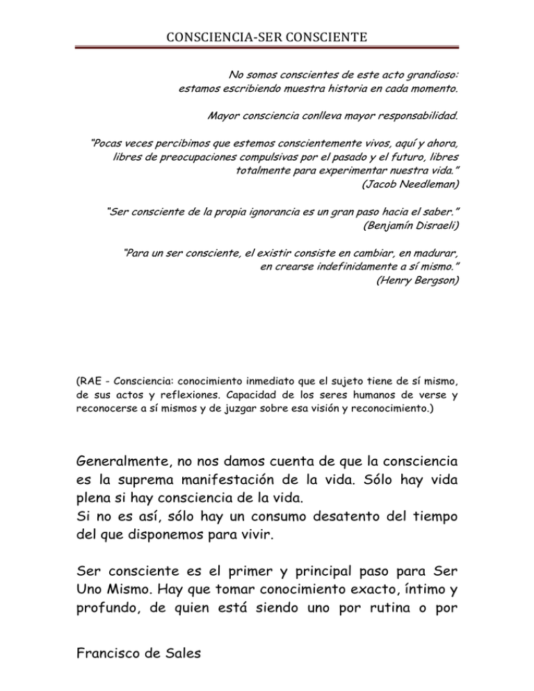 consciencia - ser consciente