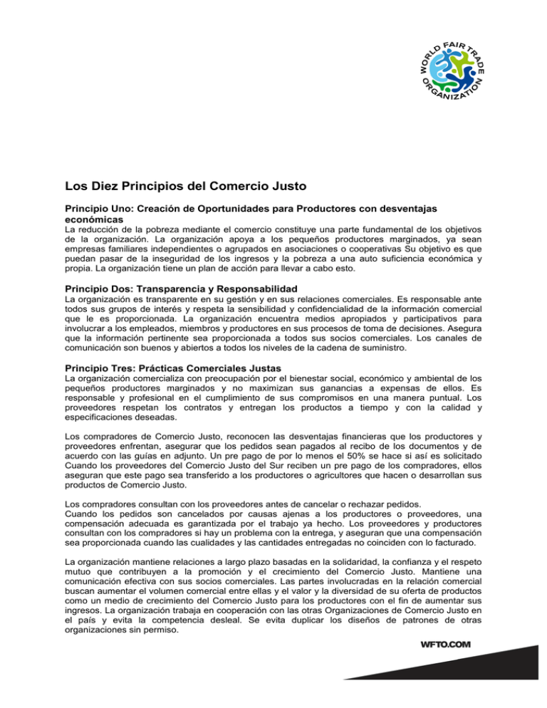 Los Diez Principios del Comercio Justo