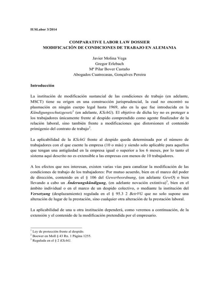 COMPARATIVE LABOR LAW DOSSIER MODIFICACIÓN