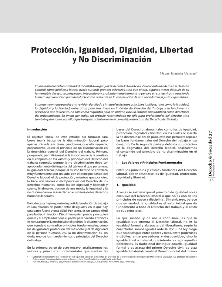 Protección, Igualdad, Dignidad, Libertad y No Discriminación