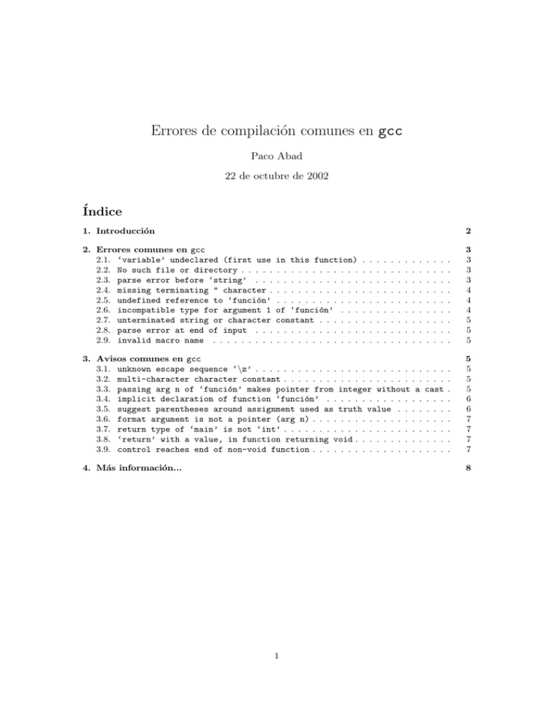Errores de compilación comunes en gcc