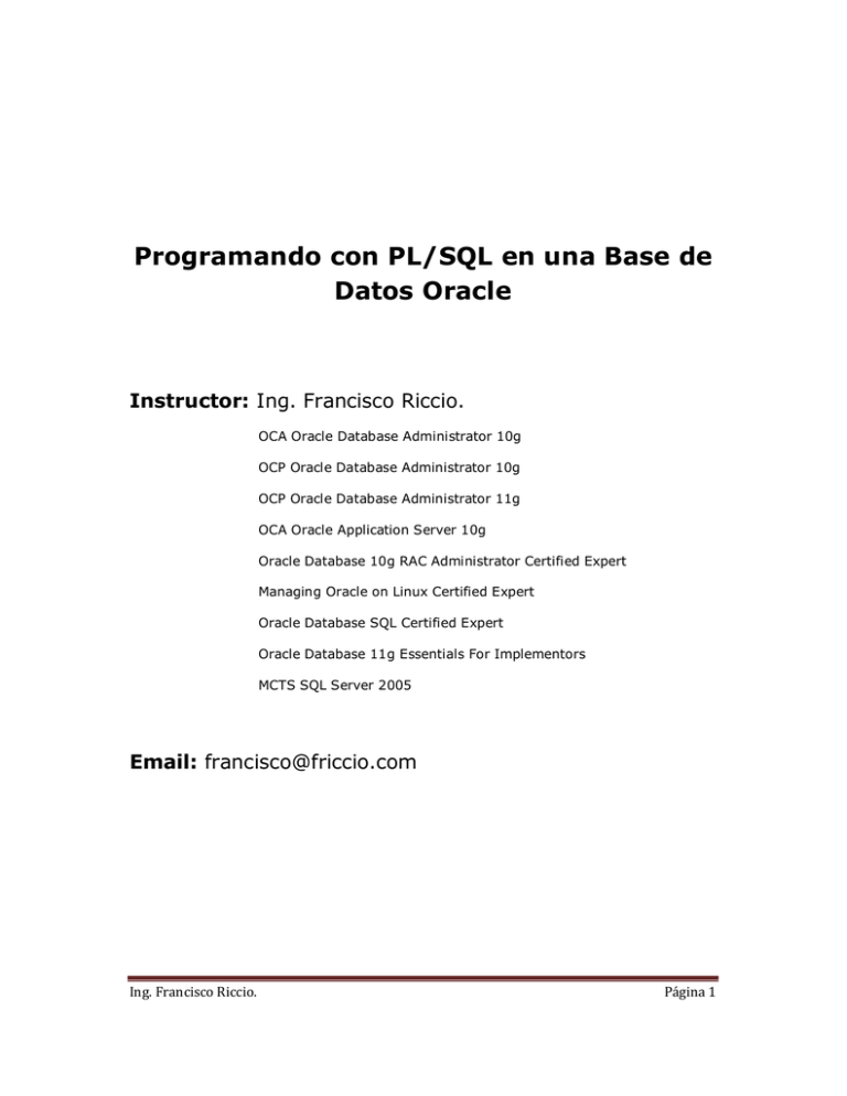 Programando con PL/SQL en una Base de Datos