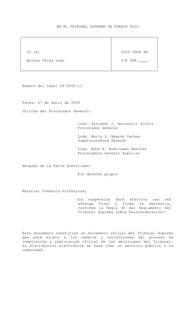 Per Curiam - Portal de la Rama Judicial