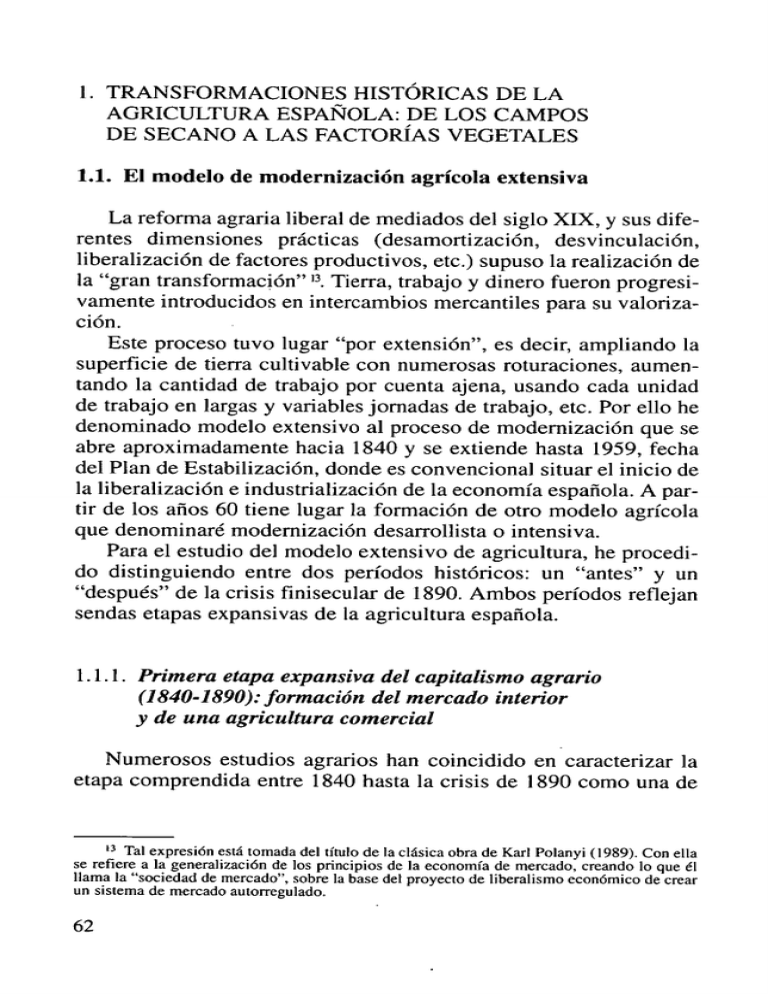 1. TRANSFORMACIONES HISTÓRICAS DE LA AGRICULTURA