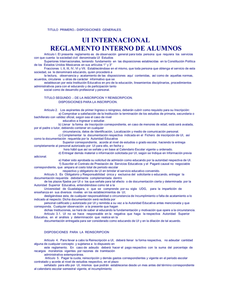 ui internacional reglamento interno de alumnos