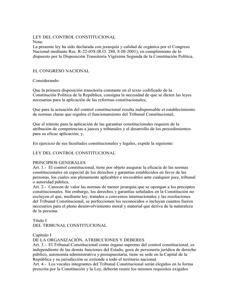 ley del control constitucional