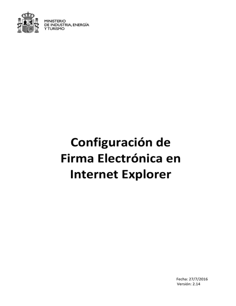 Configuración de Firma Electrónica en Internet Explorer