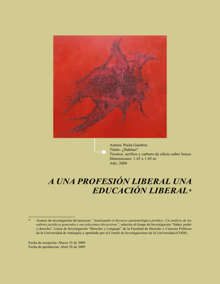 a una profesión liberal una educación liberal