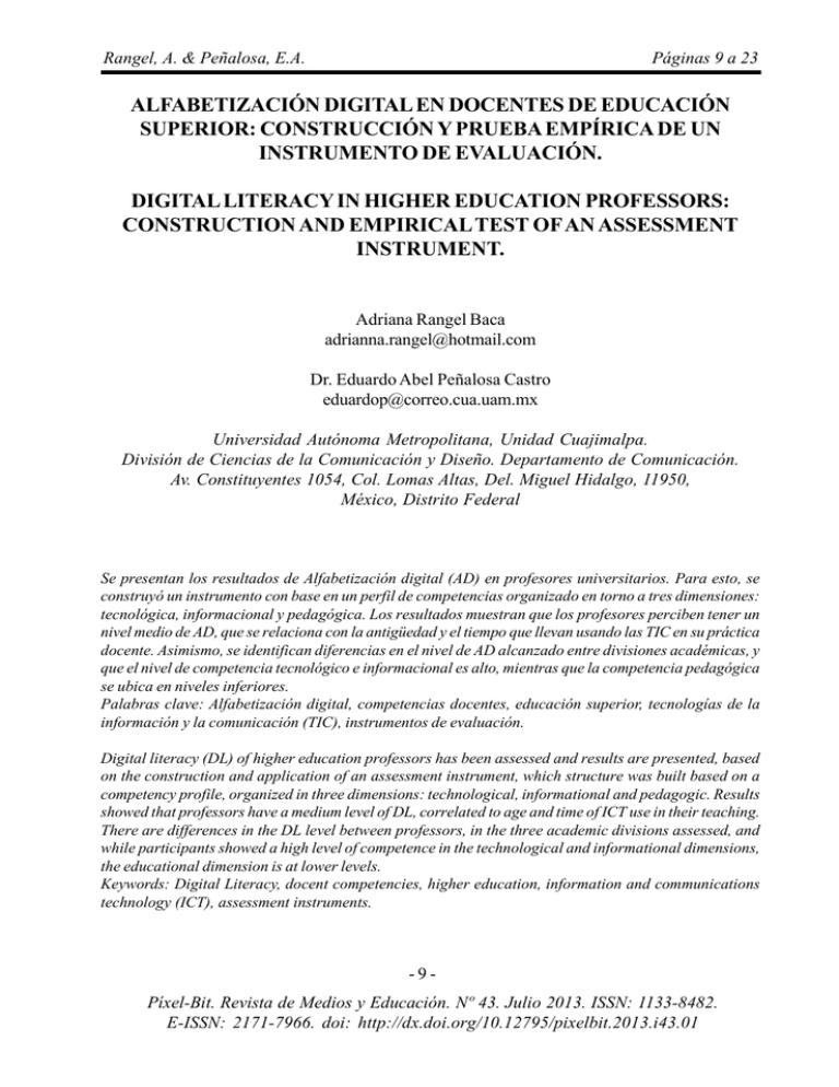 alfabetización digital en docentes de educación superior