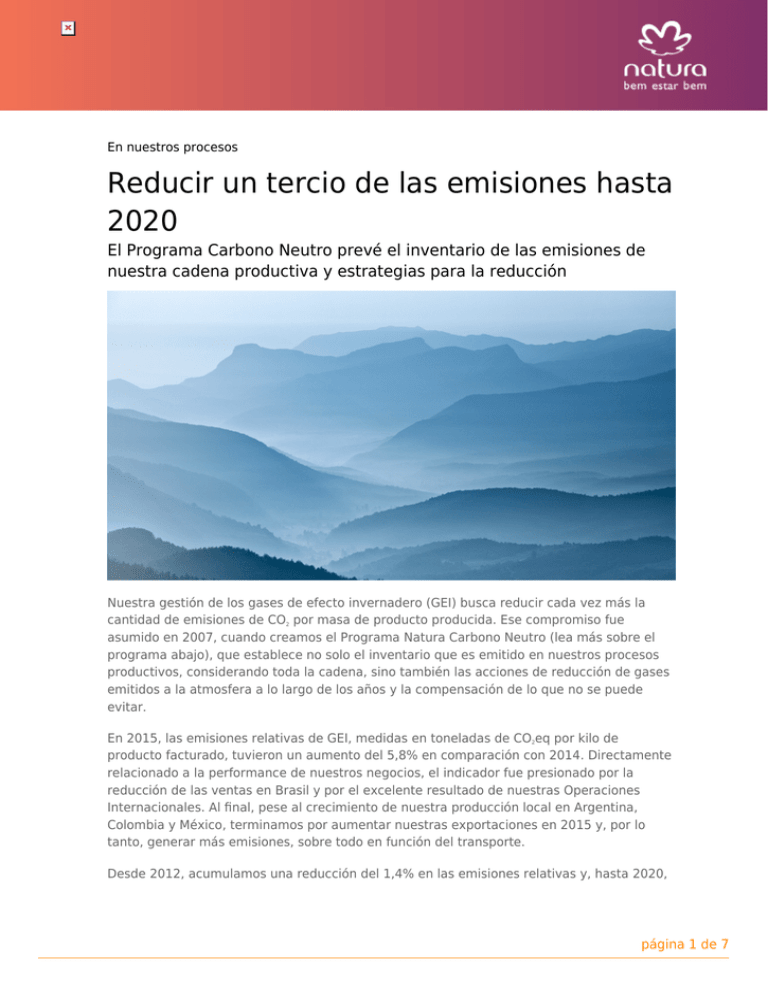 Reducir un tercio de las emisiones hasta 2020