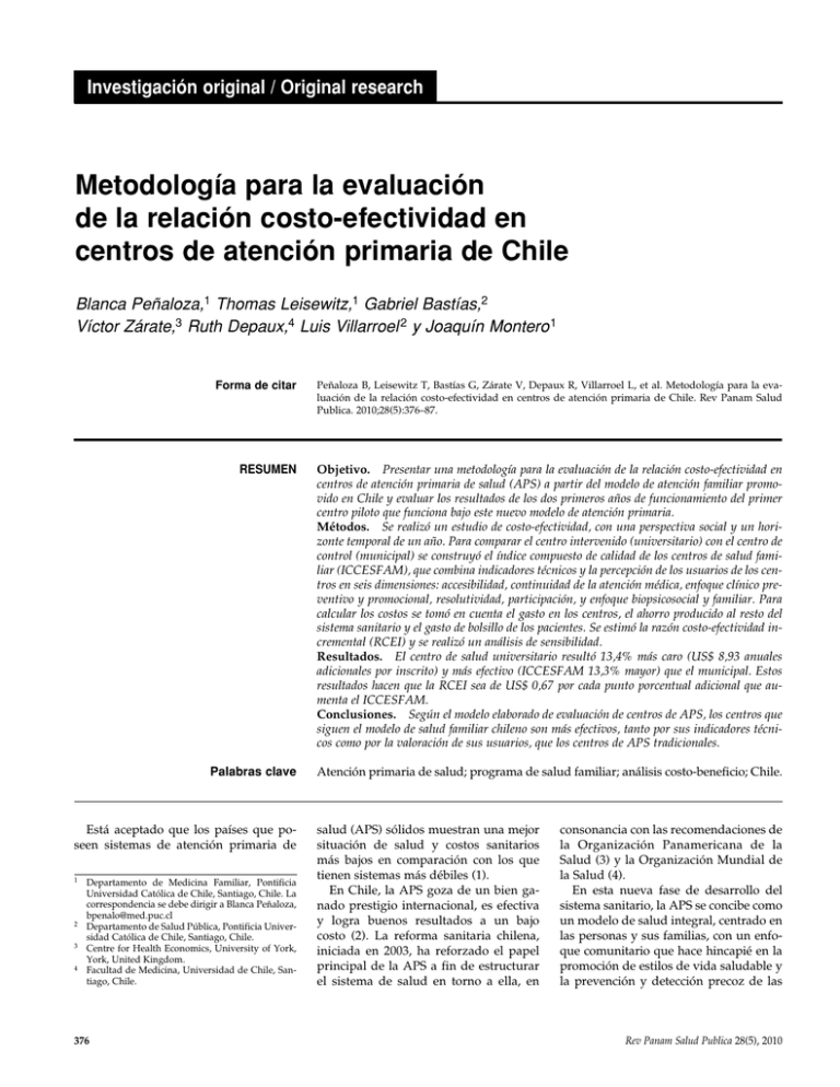 Metodología para la evaluación de la relación costo