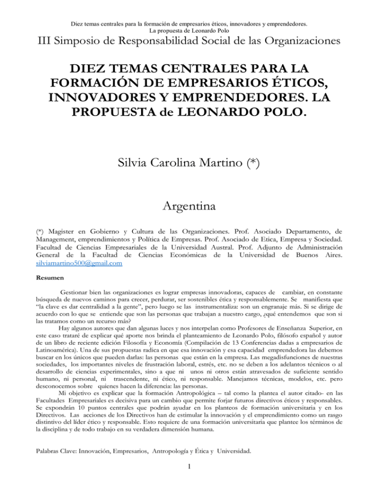 DIEZ TEMAS CENTRALES PARA LA FORMACIÓN