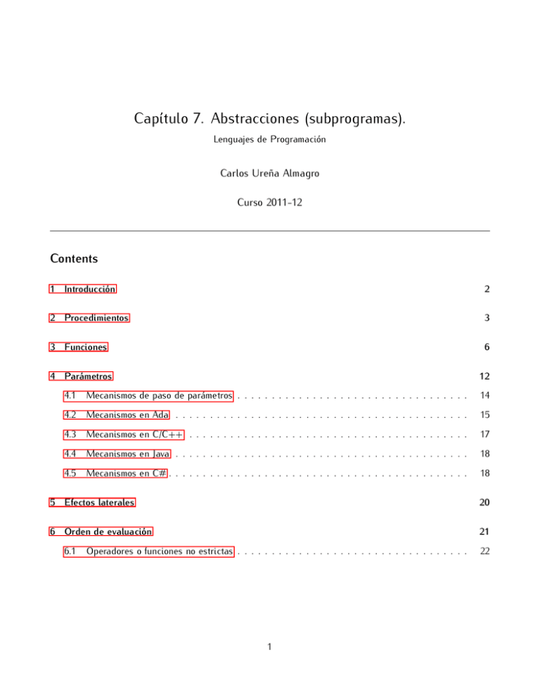 Capítulo 7. Abstracciones (subprogramas).