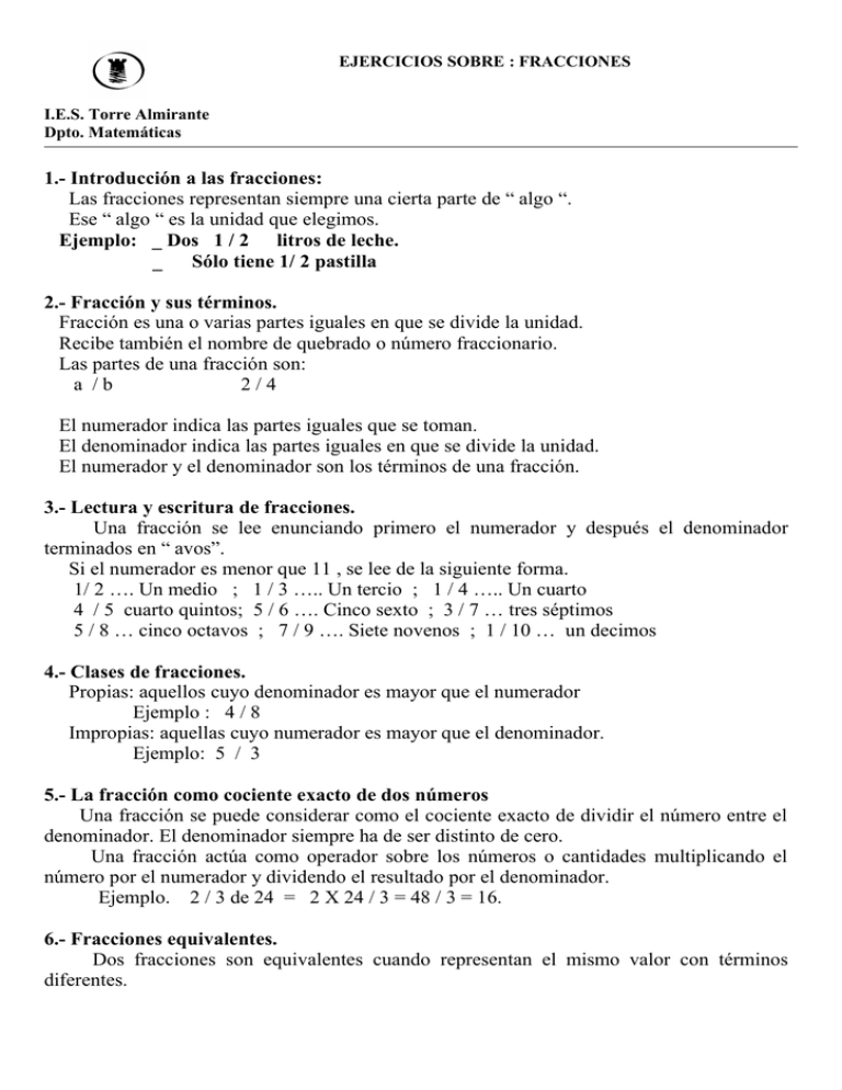 Introducci n A Las Fracciones Introducci n A Las Fracciones