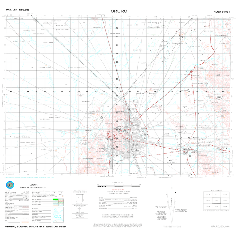 Mapa Topográfico de Oruro, Bolivia