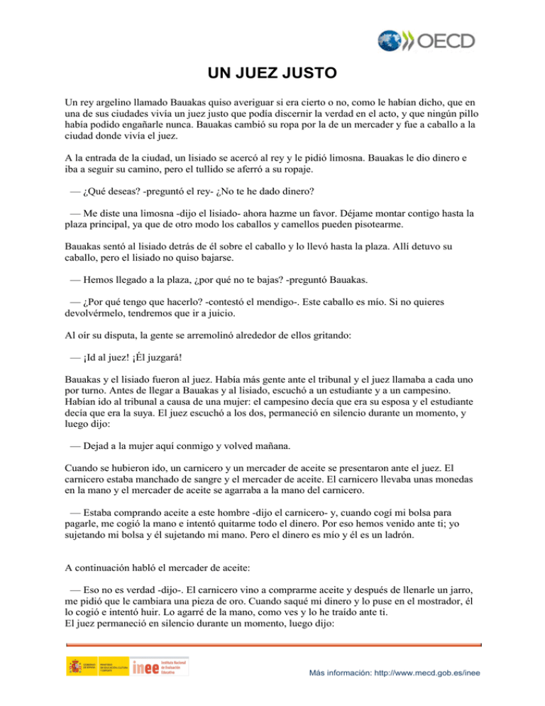 Prueba de Comprensión Lectora: Un Juez Justo