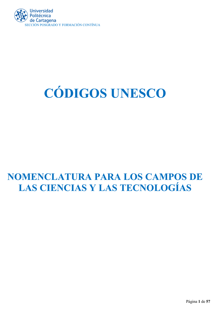 CÓDIGOS UNESCO