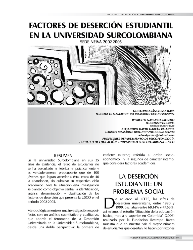 FACTORES DE DESERCIÓN ESTUDIANTIL EN LA UNIVERSIDAD