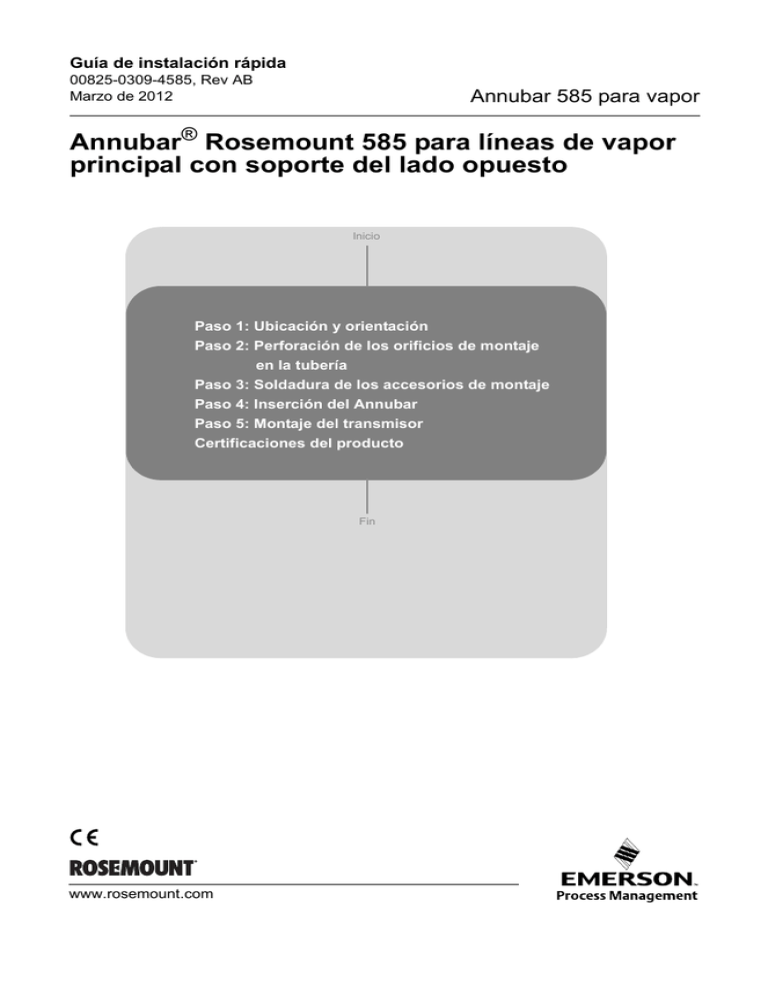 Annubar® Rosemount 585 para líneas de vapor principal con