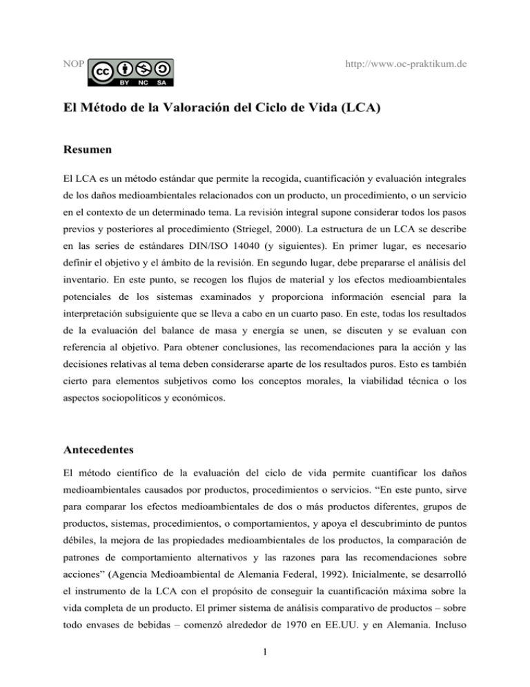 El método del análisis del ciclo de vida