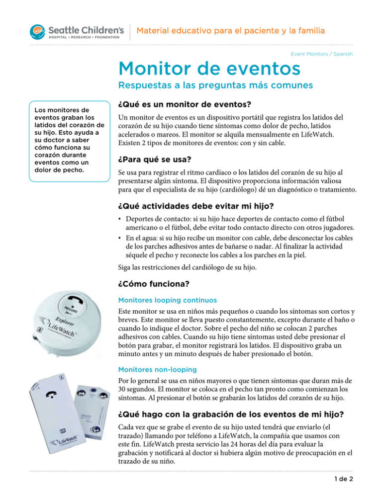 PE1481S Event Monitors FAQ - Spanish